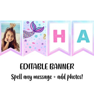 Editable Mermaid Banner, Mermaid Birthday Banner, Mermaid Birthday ...