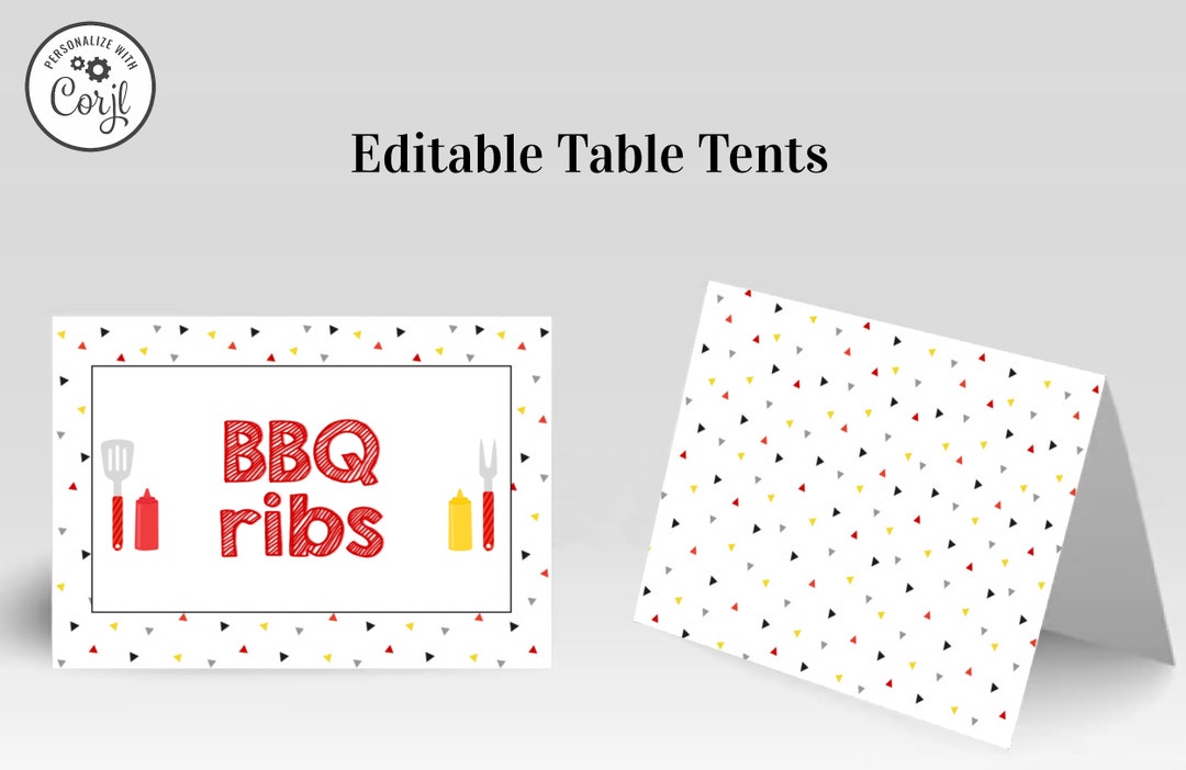 Editable BBQ Table Tents, BBQ Food Sign, Barbeque Sign, Backyard BBQ ...