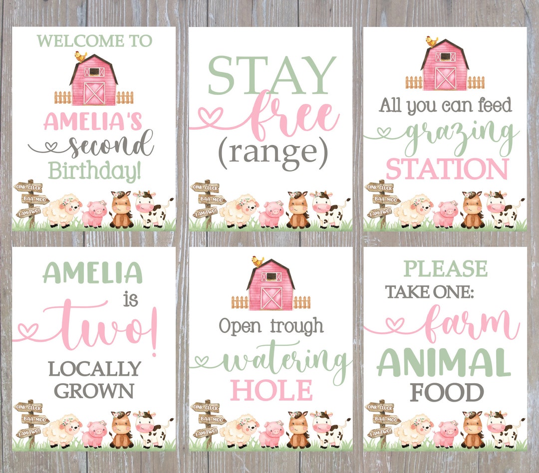 Editable Girl Farm Party Signs, Girl Farmer Birthday Signs, Farm ...