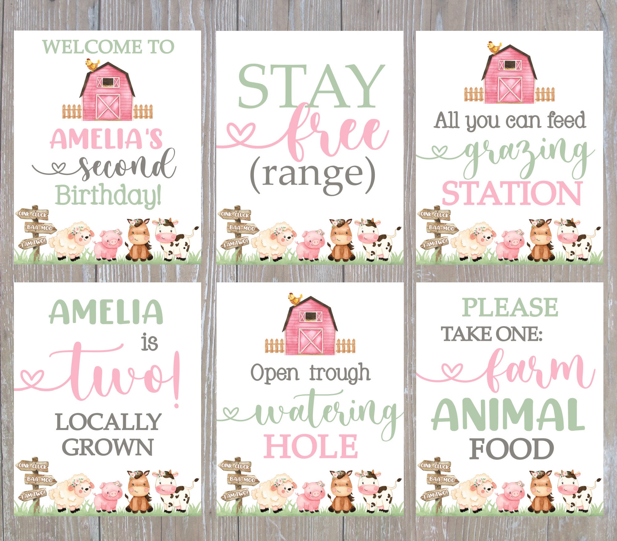 Editable Girl Farm Party Signs, Girl Farmer Birthday Signs, Farm ...