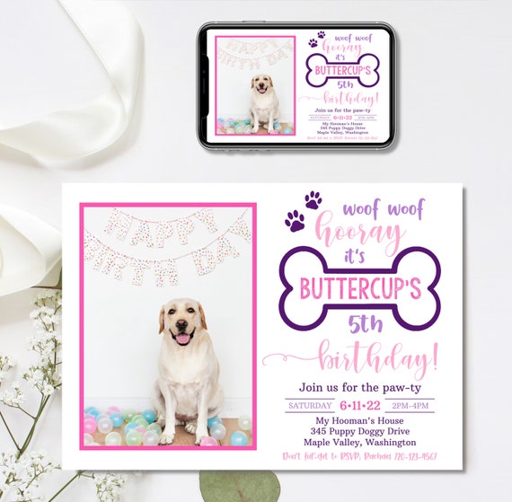 Editable Dog Invitation Dog Birthday Invitation Template - Etsy