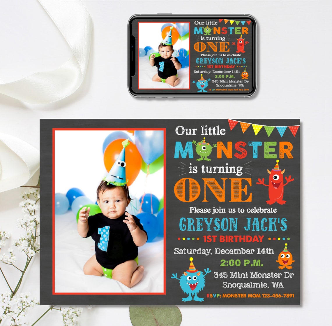 Editable Monster Invitation Monster Birthday Invitation | Etsy