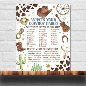 What's Your Cowboy Name Printable, Cowboy Name Game, Cowboy Party ...