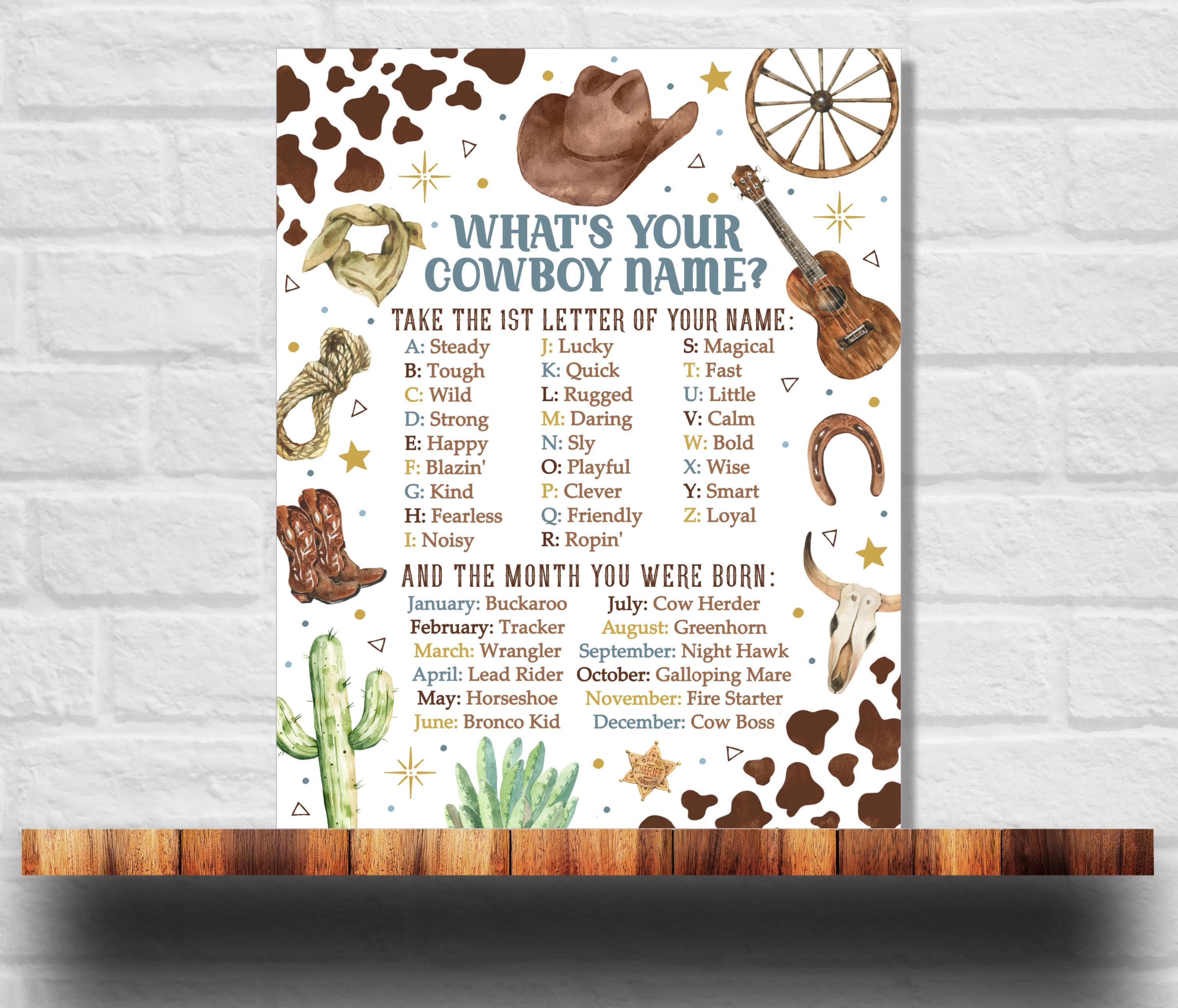 What's Your Cowboy Name Printable, Cowboy Name Game, Cowboy Party ...