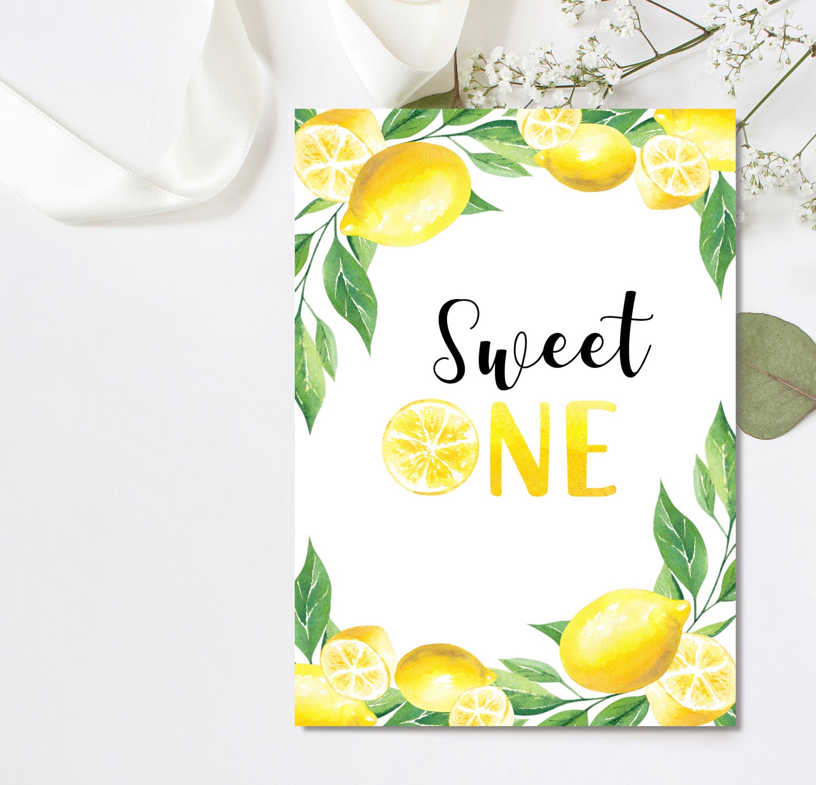 Editable Lemon Birthday Invitation Sweet One Birthday | Etsy