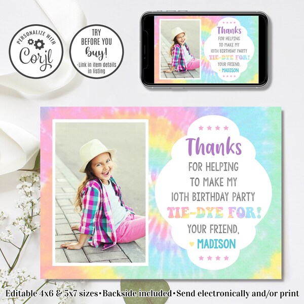 Tie Dye Birthday Card - Etsy