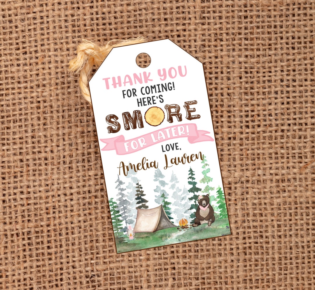 Editable Girl One Happy Camper Tag, Happy Camper Favor Tags, One Happy ...