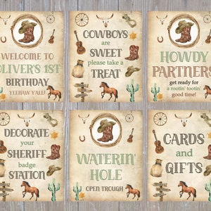 Editable Cowboy Birthday Signs, First Rodeo Birthday Signs, Cowboy ...