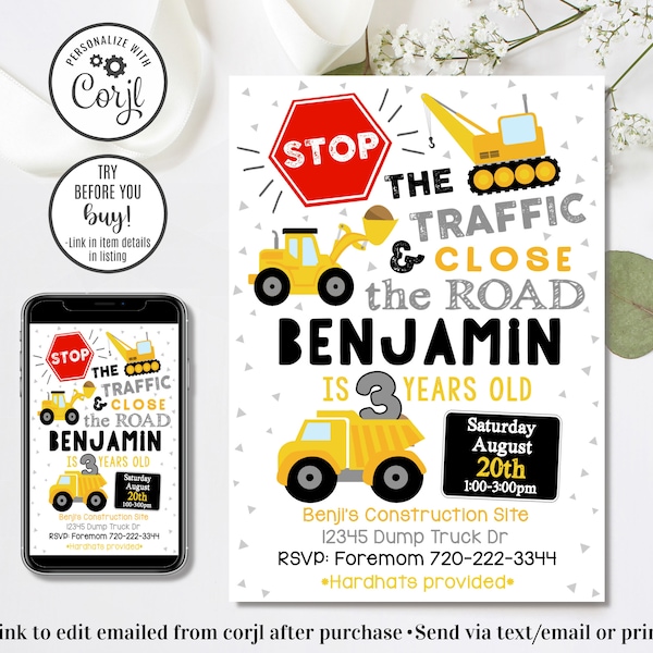 Stop the Traffic Close the Road Invitation - Etsy
