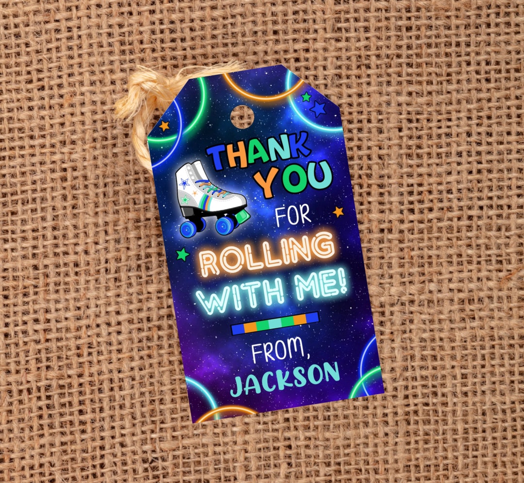Editable Glow Skating Tag, Roller Skate Party Favor Tags, Glow Skating ...