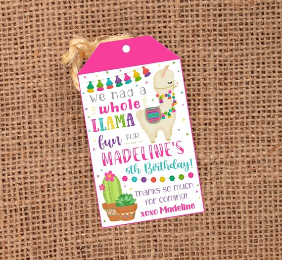 Editable Llama Tag Llama Party Favor Tags Llama Birthday | Etsy