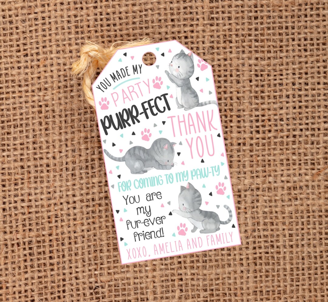 Editable Kitten Tag, Kitten Party Favor Tags, Kitten Birthday Party ...