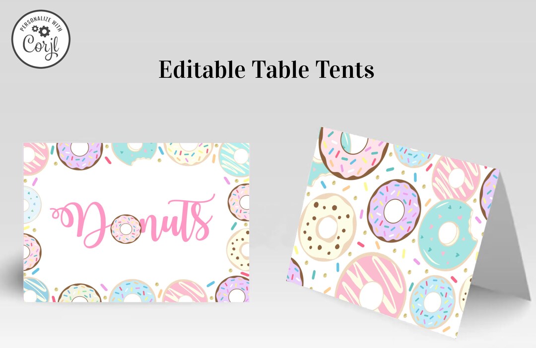 Editable Donut Table Tents, Donut Food Tent, Donut Sign - Etsy