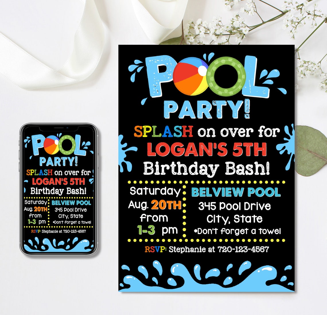 Editable Pool Party Pool Party Birthday Template - Etsy