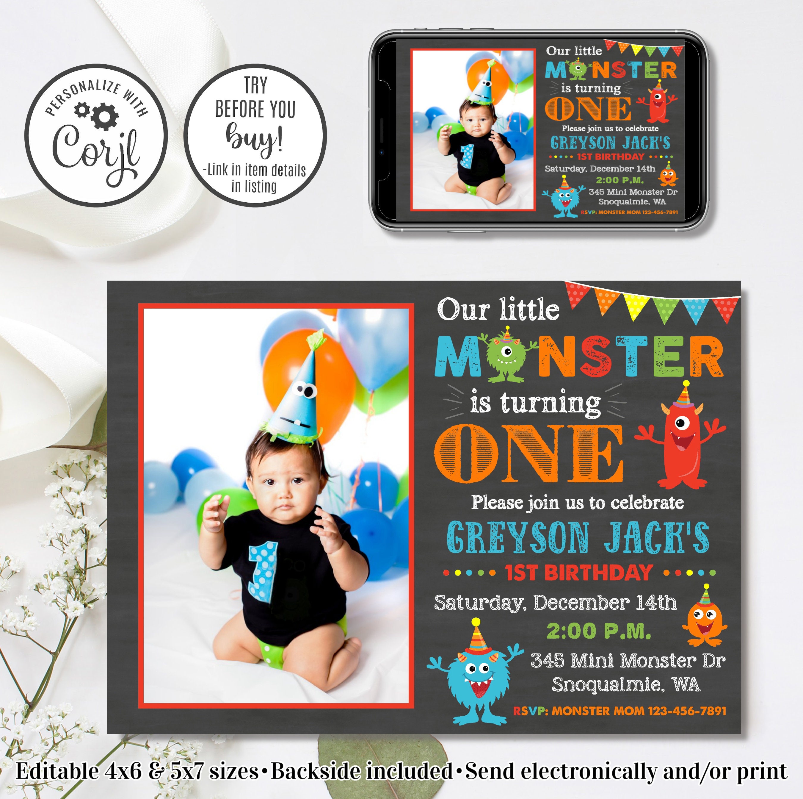 Monster Theme First Birthday - Etsy