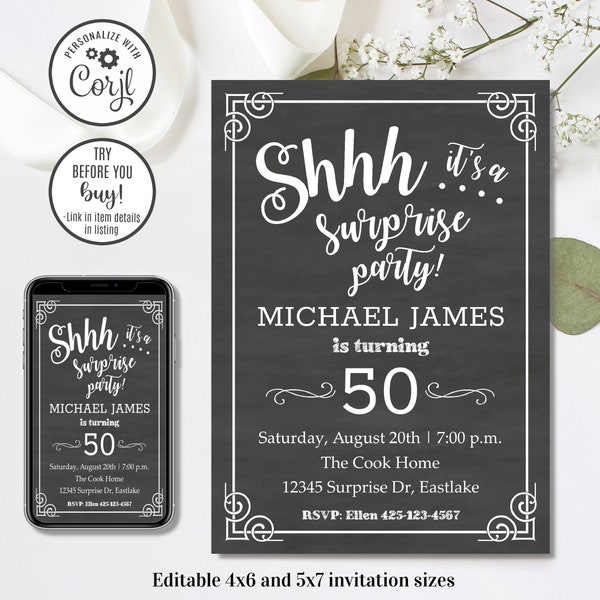 Editable Surprise Party Invitation - Etsy