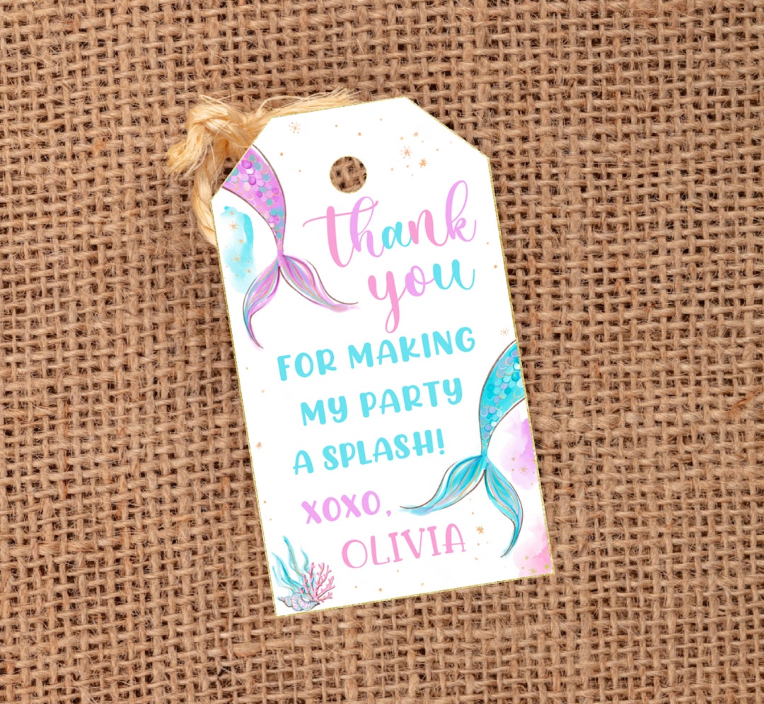 Editable Mermaid Tag, Mermaid Party Favor Tags, Mermaid Birthday Party ...