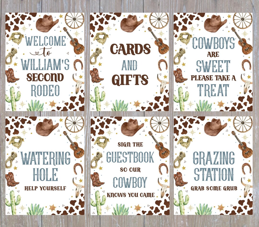 Editable Cowboy Birthday Signs, 2nd Birthday Cowboy Signs, Second Rodeo ...