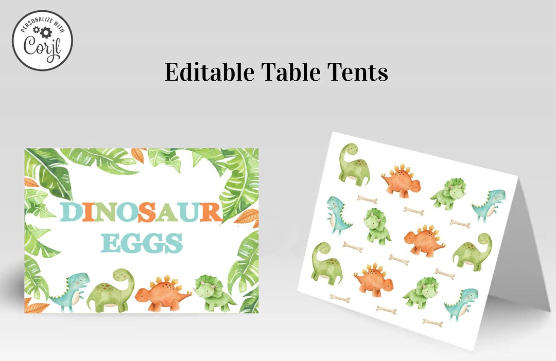 Editable Dinosaur Table Tents, Dinosaur Food Tent, Dinosaur Sign ...