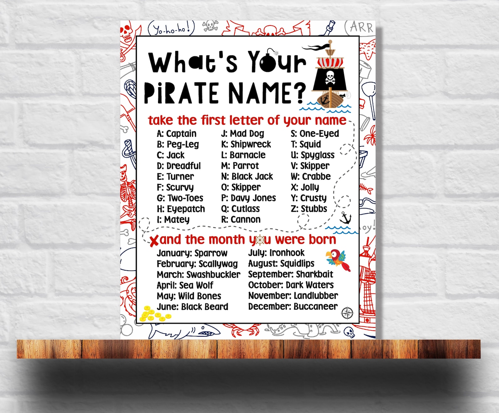 What's Your Pirate Name Printable, Pirate Name Game, Pirate Birthday ...