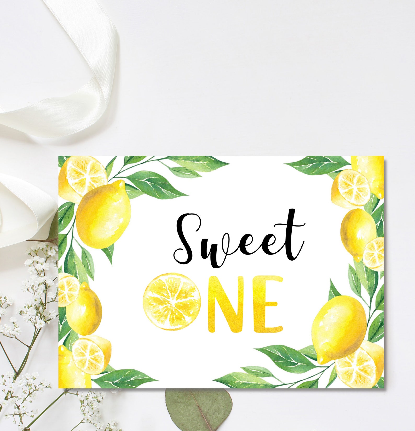 Editable Lemon Birthday Invitation Sweet One Birthday | Etsy