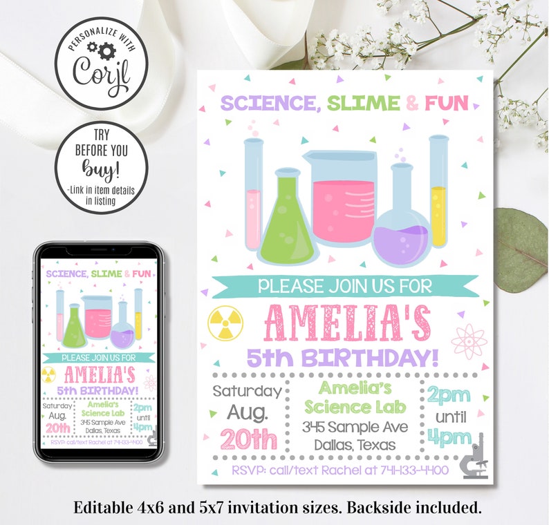 Editable Science Invitation Science Birthday Invitation 4x6 - Etsy