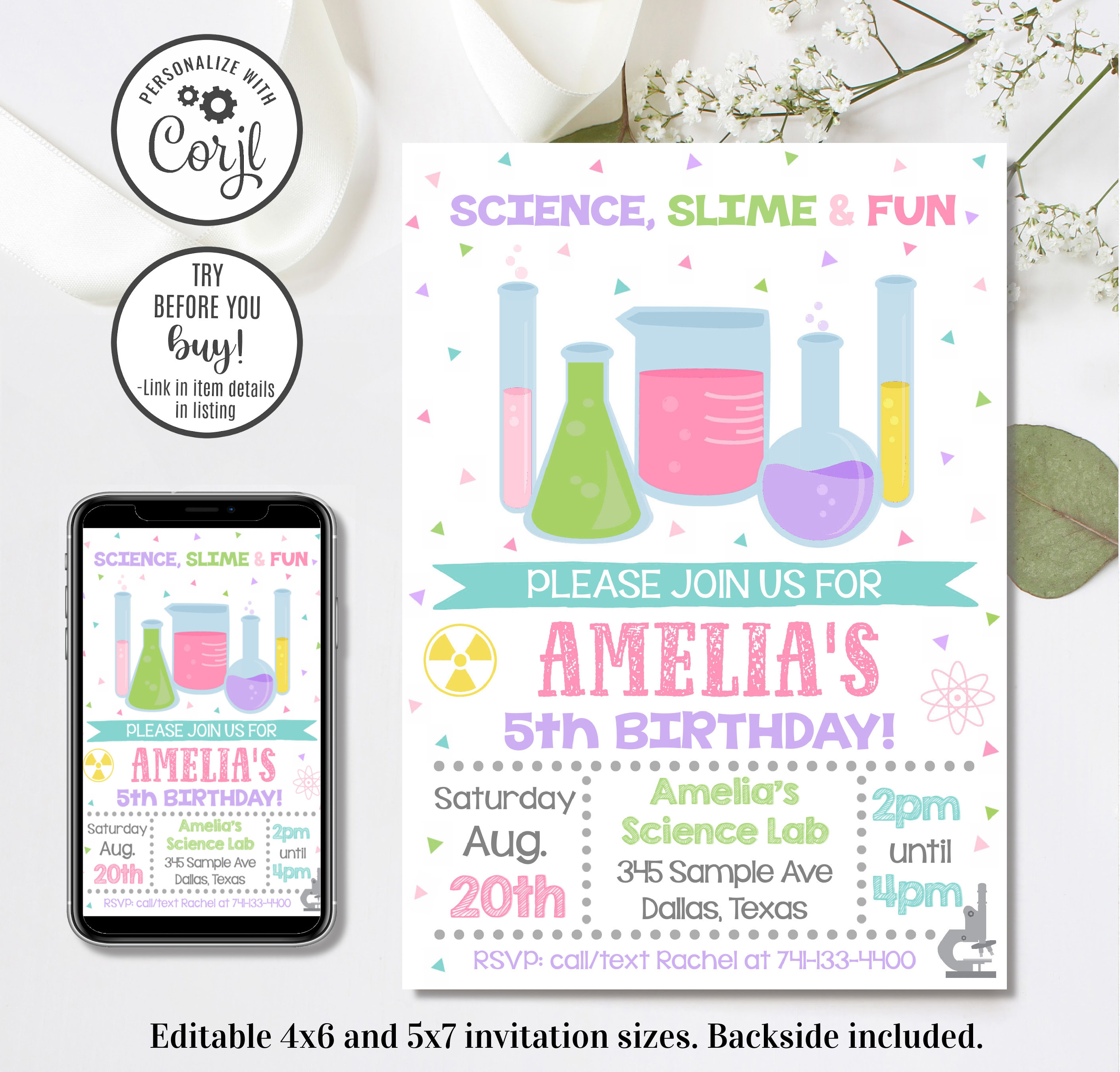 Editable Science Invitation Science Birthday Invitation 4x6 - Etsy