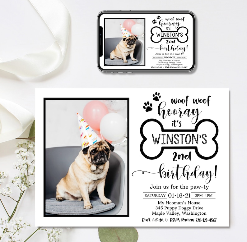 Editable Dog Invitation Dog Birthday Invitation Template - Etsy