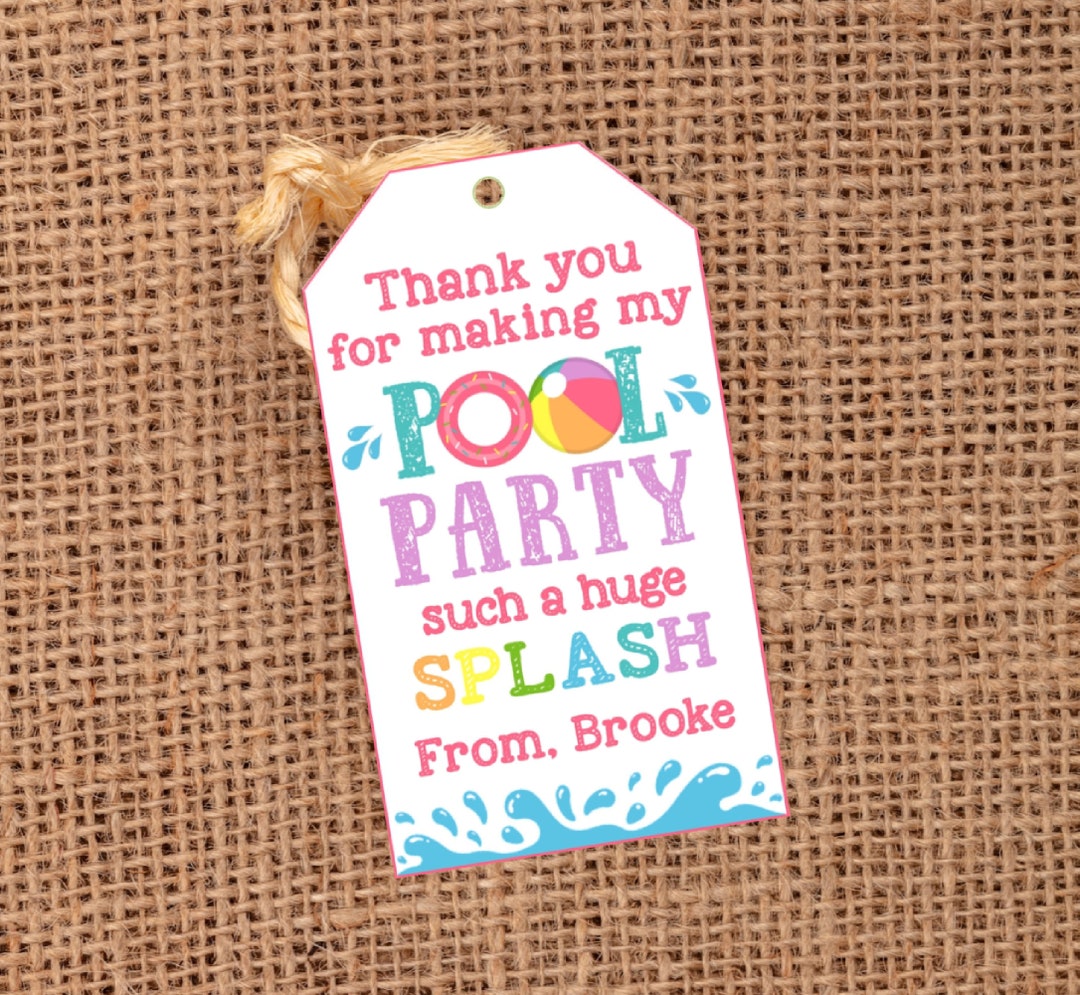 Editable Pool Party Tag, Pool Party Favor Tags, Pool Birthday Party ...