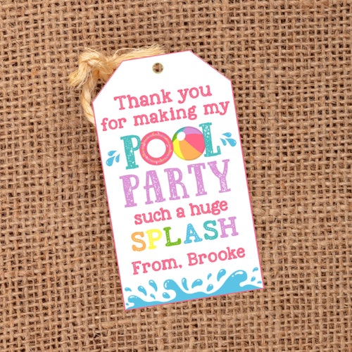 Editable Pool Party Tag Pool Party Favor Tags Pool Birthday - Etsy