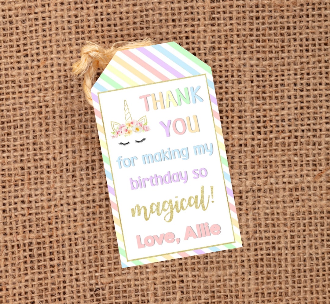 Editable Unicorn Tag, Unicorn Party Favor Tags, Unicorn Birthday Party ...