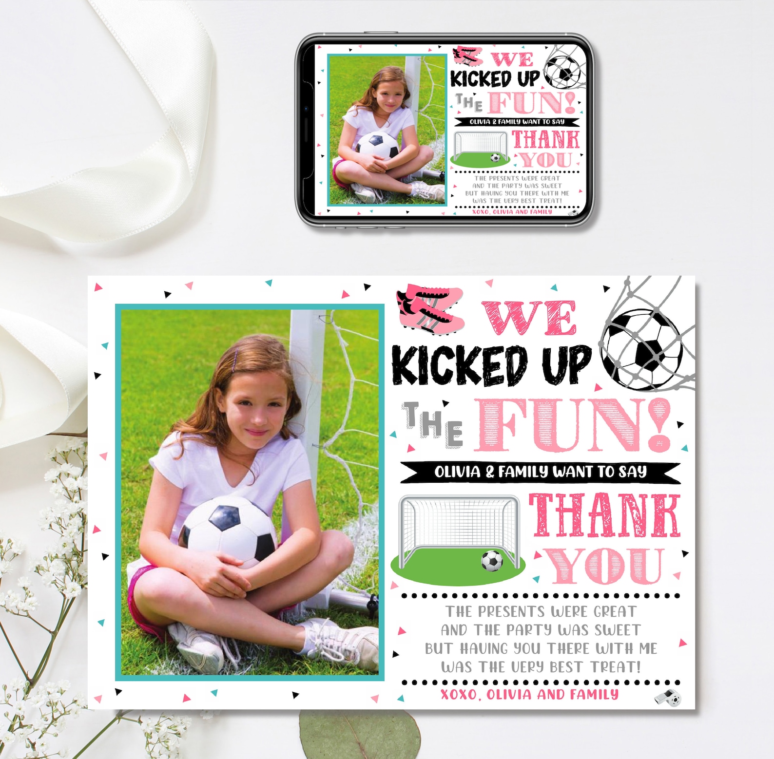 Editable Soccer Thank You Card Girl Soccer Thank You 4x6 & - Etsy