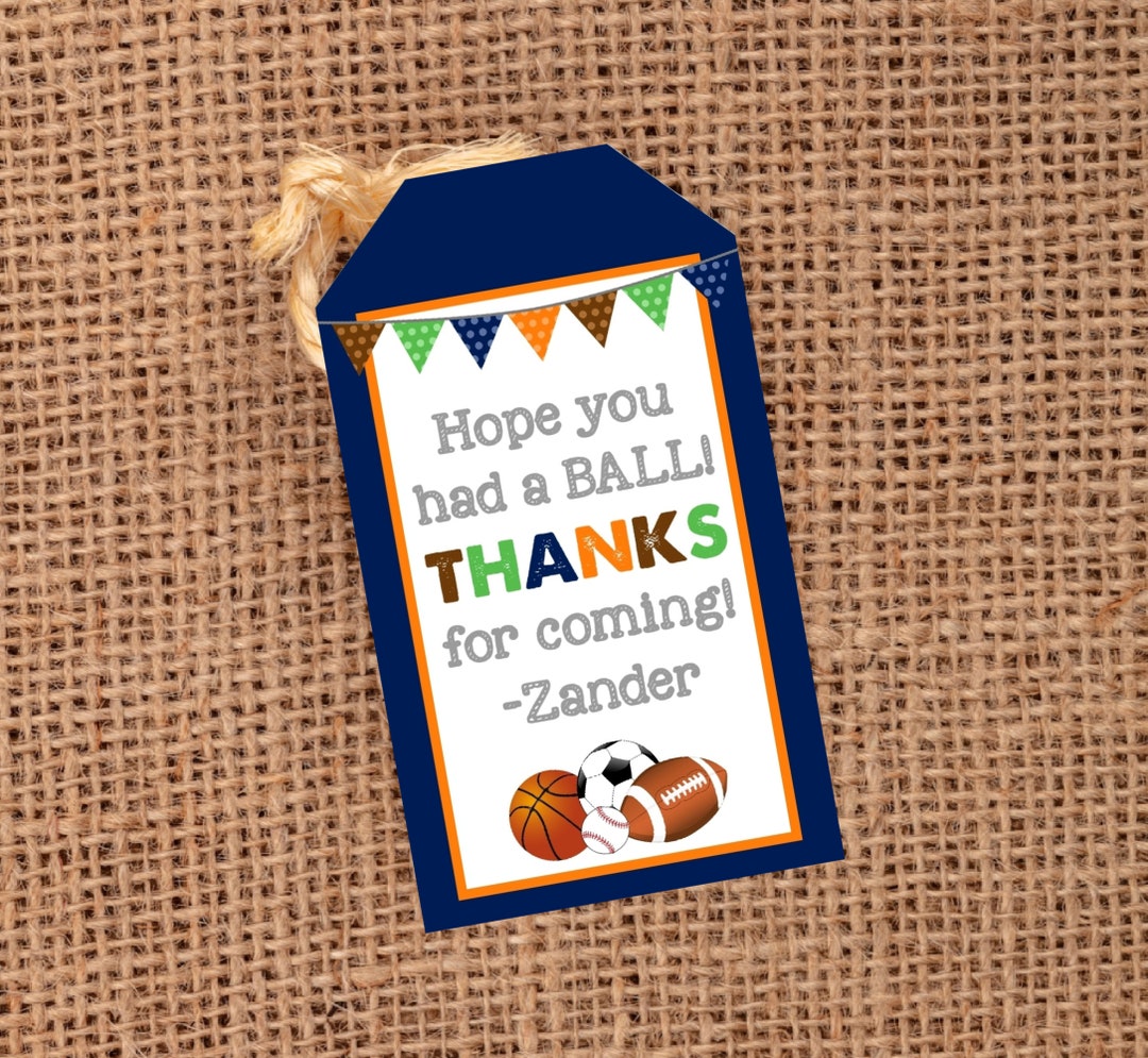 Editable Sports Tag, Sports Party Favor Tags, Sports Birthday Party ...