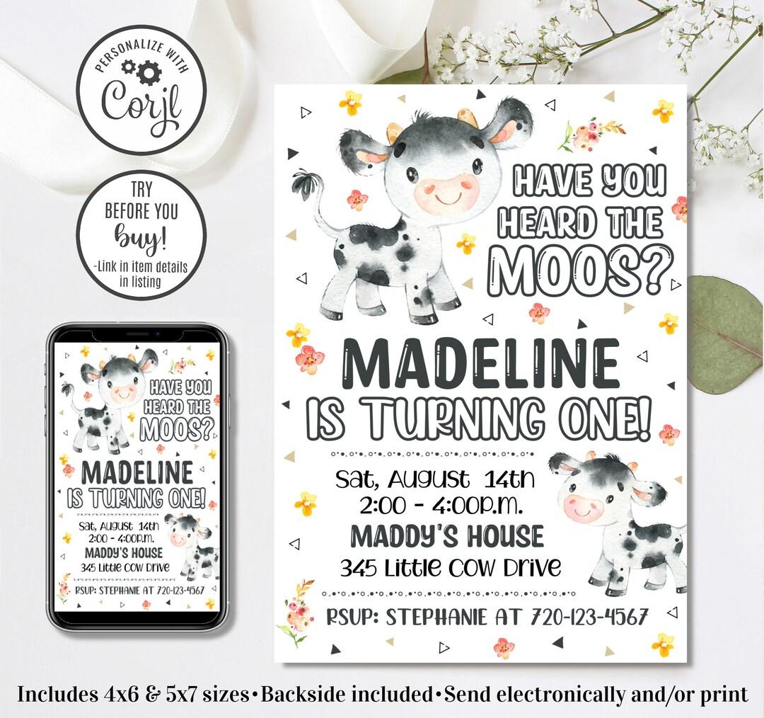 Editable Cow Invitation, Cow Birthday Invitation, Have You Heard the ...