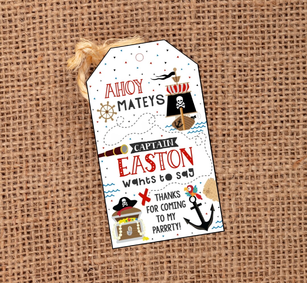 Editable Pirate Tag, Pirate Favor Tags, Pirate Birthday Party, Template ...