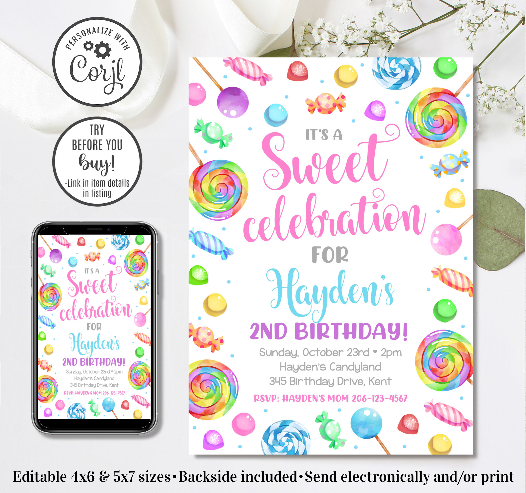 Editable Candy Birthday Invitation Candyland Invitation - Etsy Australia