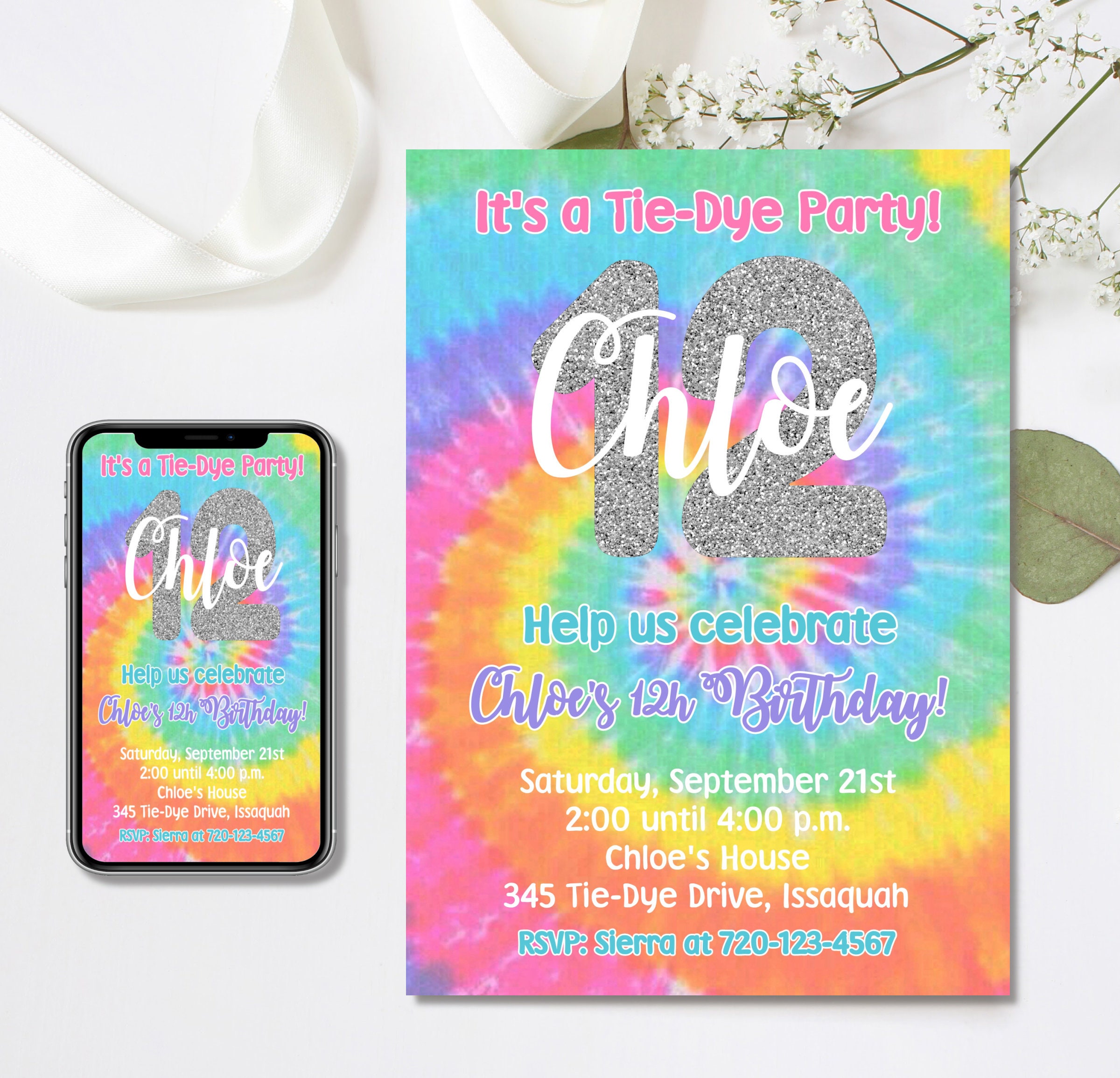 Editable Tie Dye Invitation Tie Dye Birthday Invitation - Etsy Canada