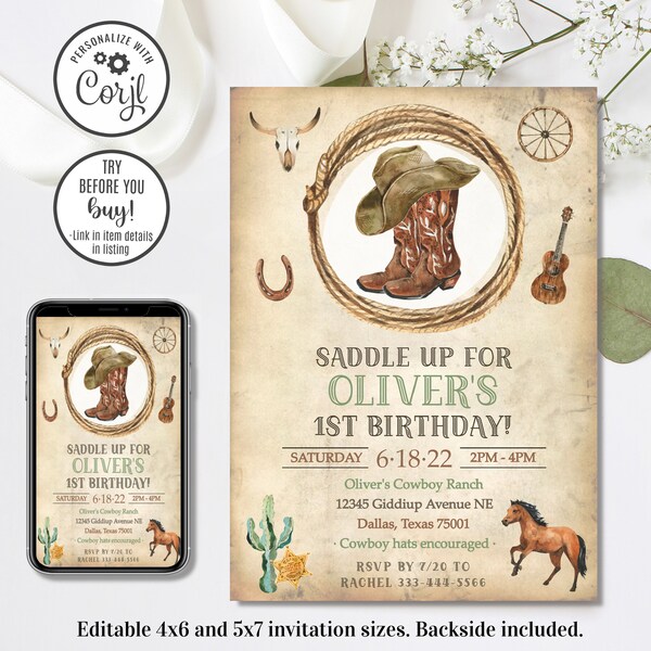 Cowboy Invitation - Etsy