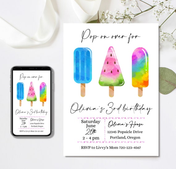 Editable Popsicle Invitation Popsicle Birthday Invitation - Etsy