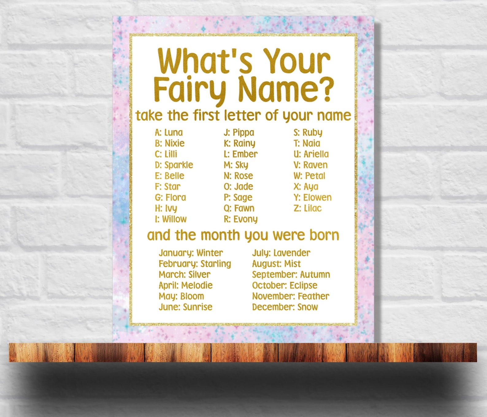 What's Your Fairy Name Printable, Fairy Name, Fairy Birthday Party ...