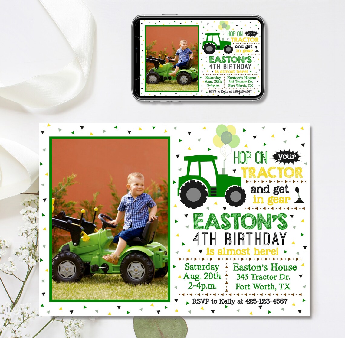 Editable Tractor Invitation Tractor Birthday Invitation - Etsy