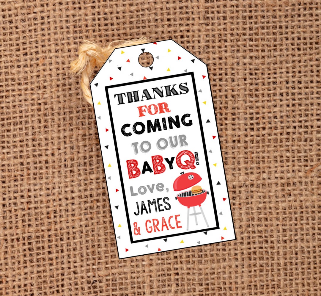 Editable BBQ Baby Shower Tag, Babyq Favor Tags, Baby Shower Party Tag ...