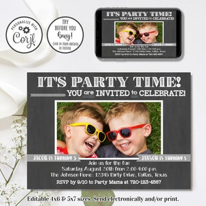 Editable Double Birthday Invitation, Joint Birthday Invitation ...