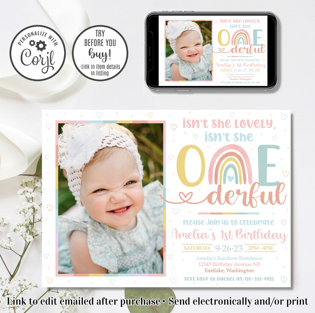 Editable Onederful Birthday Invitation, Isn't She Lovely Isn't She ... Editable Onederful Birthday Invitation, Isn't She Lovely Isn't She ...