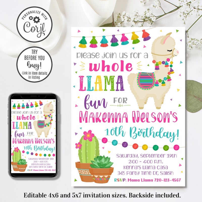 Girls Llama Birthday - Etsy