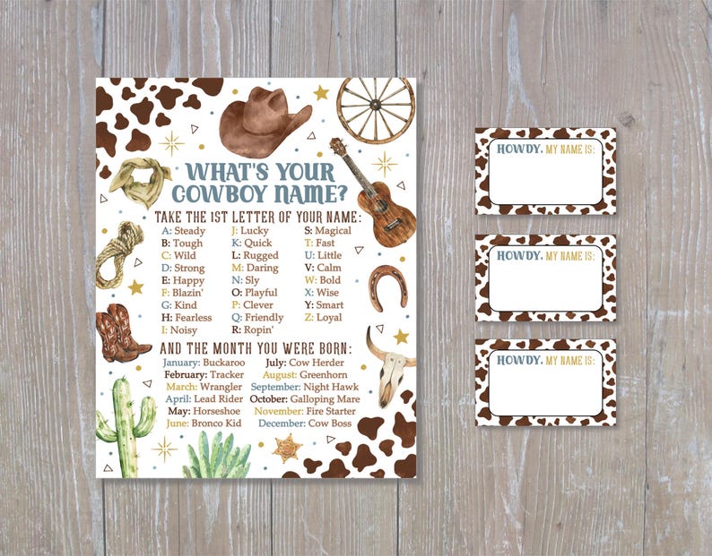 What's Your Cowboy Name Printable, Cowboy Name Game, Cowboy Party ...