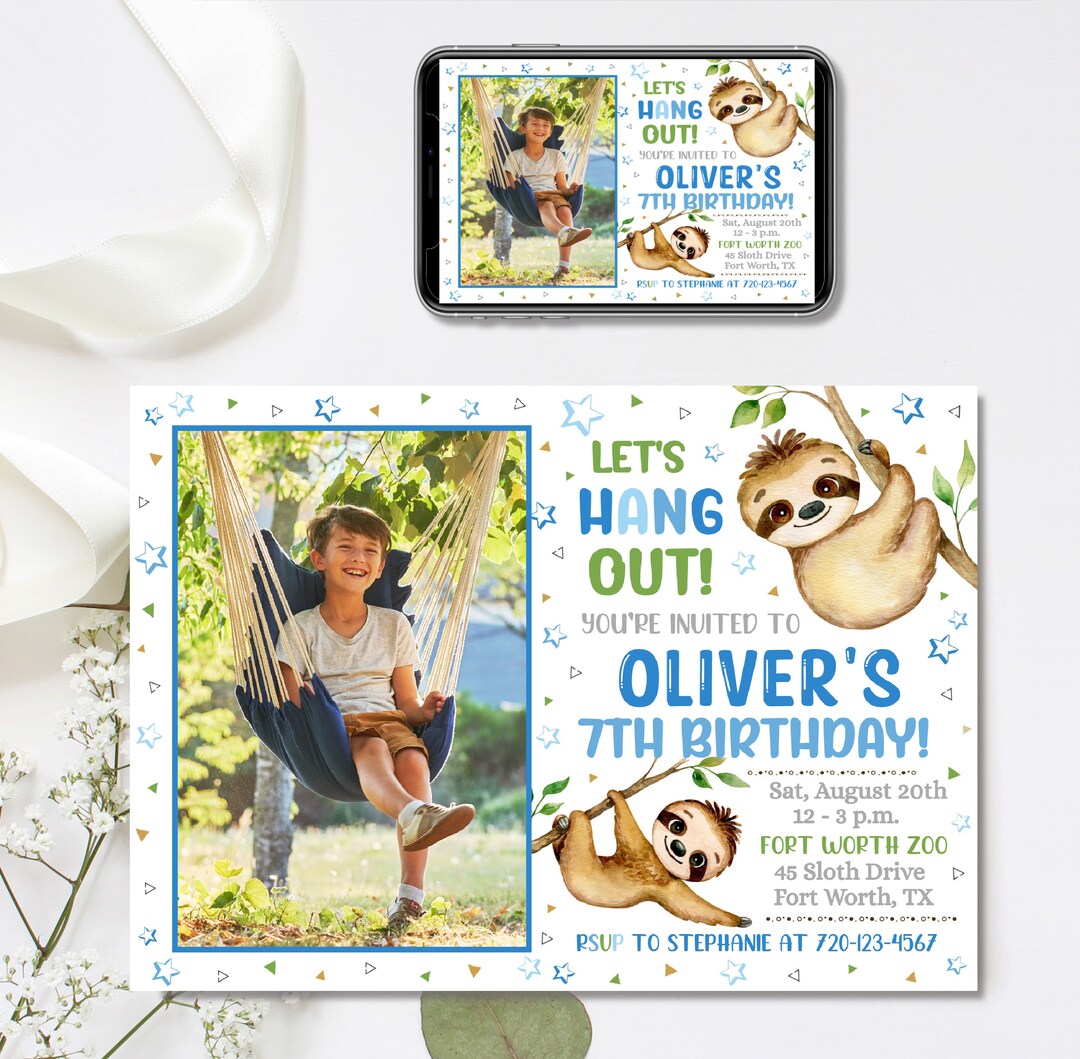 Editable Sloth Invitation, Sloth Birthday Invitation, Zoo Invitation ...