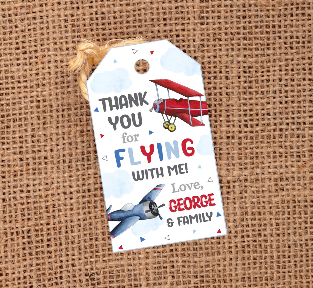 Editable Airplane Tag, Airplane Party Favor Tags, Airplane Birthday ...