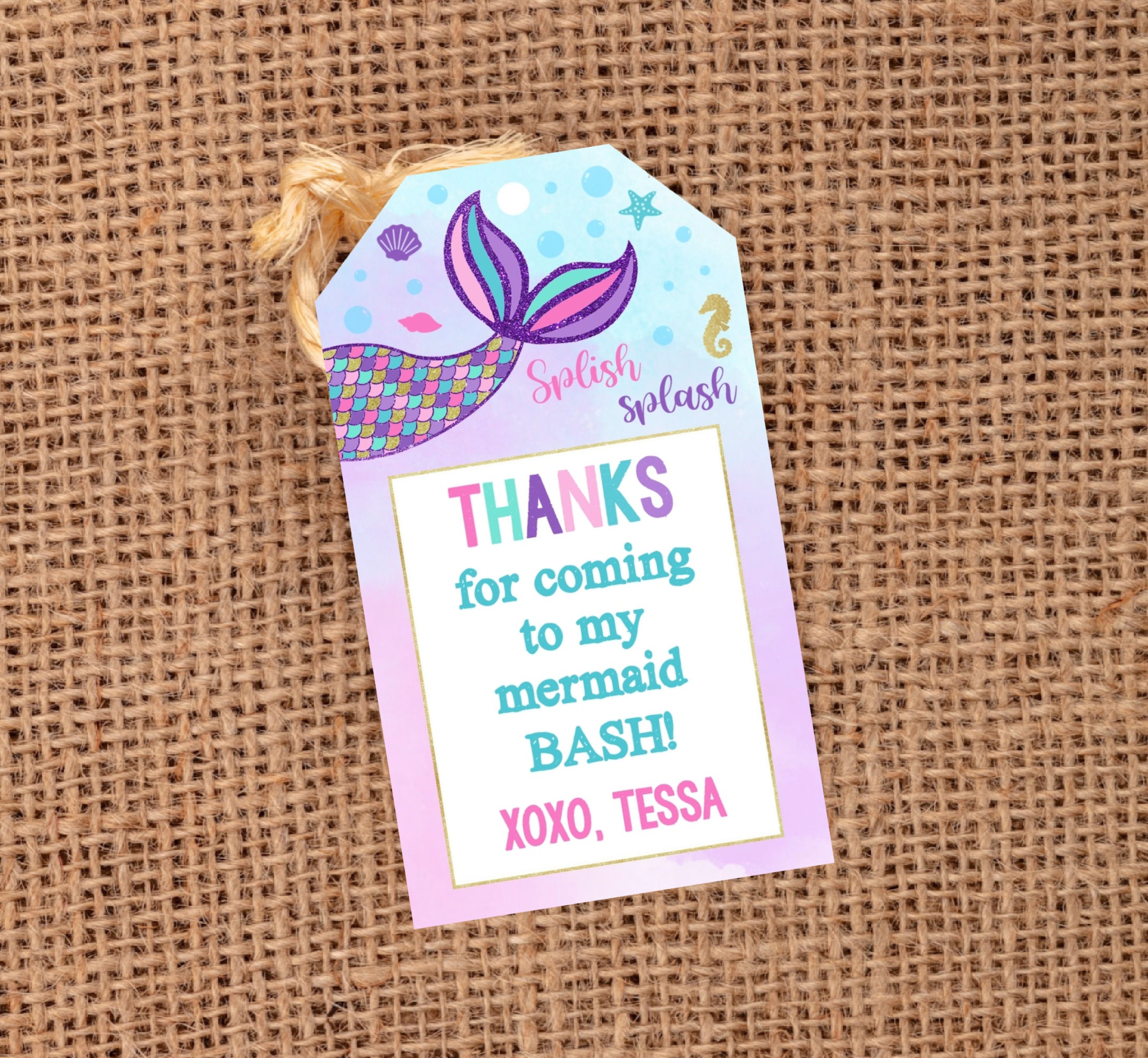 Editable Mermaid Tag Mermaid Party Favor Tags Mermaid - Etsy