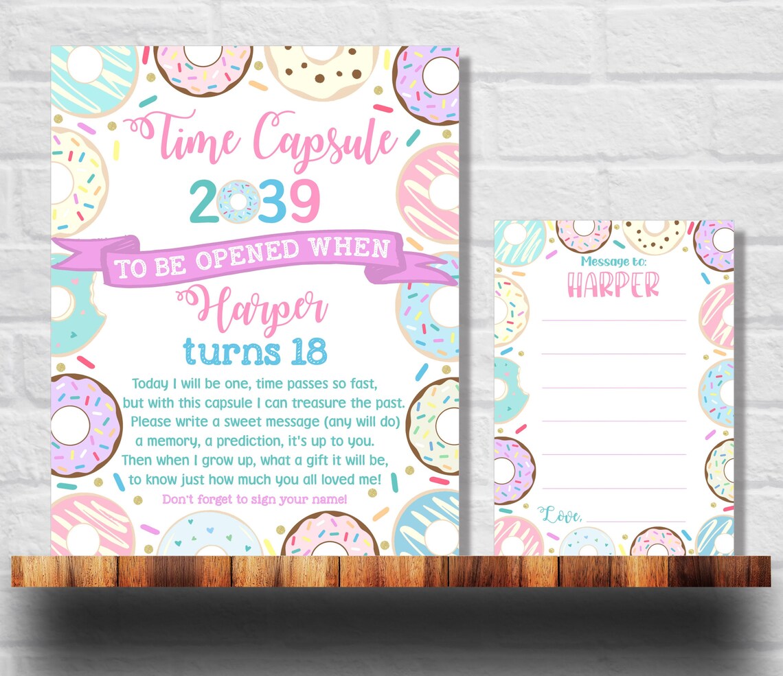 Editable Donut Time Capsule Donut Birthday Sign Donut 1st - Etsy